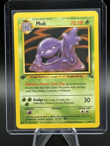 Pokemon TCG 1999 Fossil Muk Holo 2000 Team Rocket 1st Edition Dark Muk ...
