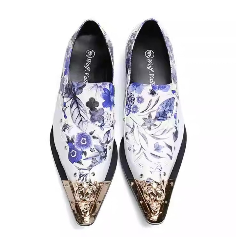 Men's Wedding Dress Floral Metal Pointe Toe Oxfords Business Casual ...