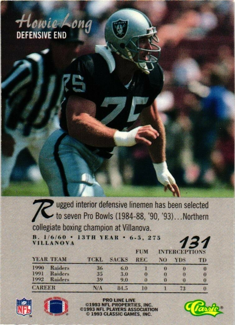 LOT of HOWIE LONG 1991 Pro Set #191 and 1993 Classic Pro Line Live #131 ...
