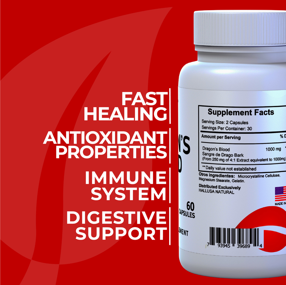 Dragon’s Blood Capsules 1000 mg Croton Lechleri Healing Support Ulcers ...