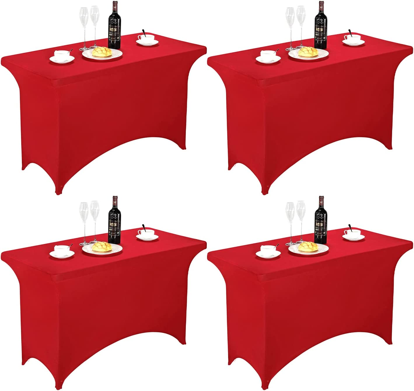 4Pack Spandex Table Covers 4Ft，Fitted Tablecloth for 4Ft Rectangular | eBay