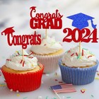 24Pcs Red and Blue Graduation Cupcake Toppers 2024 Graduation Red Blue ...