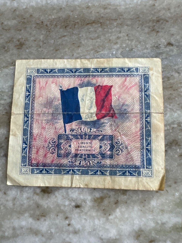 WWII 1944 Emis en France Dix, cinq 5, 10 Francs Military Note terrible ...