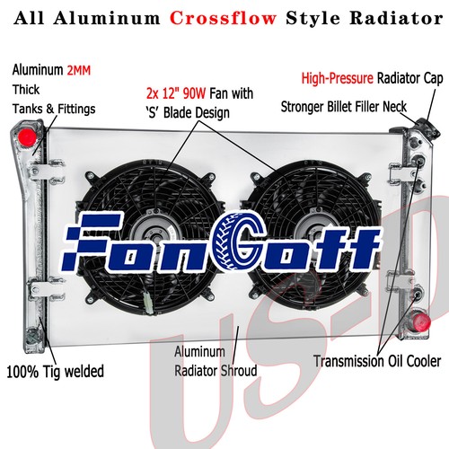 3 Row Radiator Shroud Fan For 1991-93 Chevy Caprice Buick Roadmaster 5 ...
