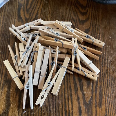 Vintage Wood & Spring Clothes Pins Clothespins Crafts Lot of 25 | eBay