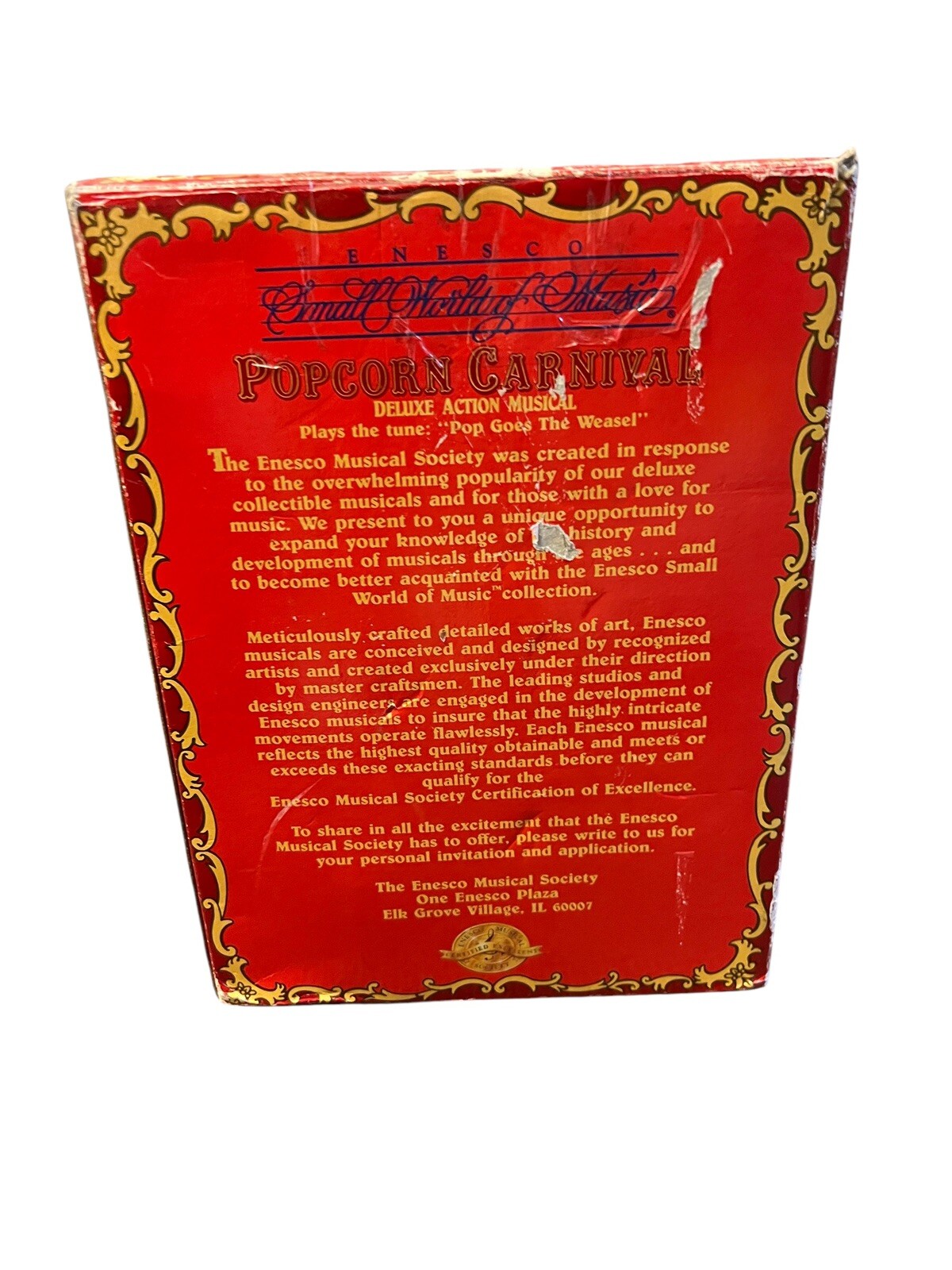 Enesco Popcorn Carnival "Pop Goes The Weasel" Multi-Action Music Box W ...