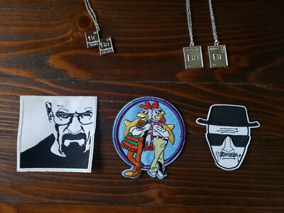 5 piece Breaking Bad Themed Necklace and Embroidered Iron On Patch Set ...