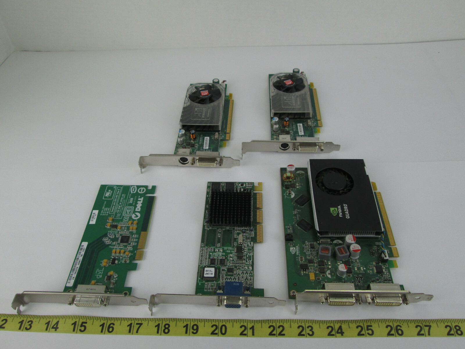 Lot of 5 Misc PCI Video Cards Dell Nvidia Quadro ATI Radeon Computer ...