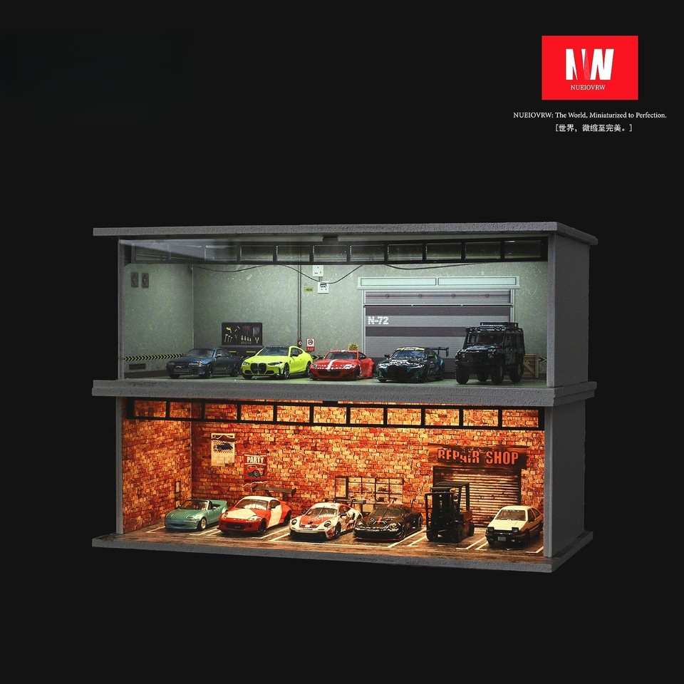 Diorama 1/64 Garage Model LED Lighting Diecast Model Car Scene Display ...
