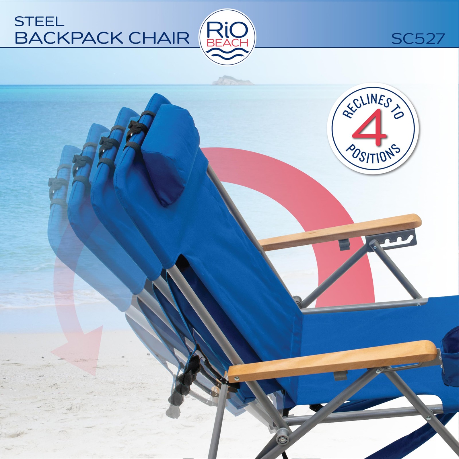 Rio Gear Original Outdoor Steel Folding Backpack Chair, Navy Blue | eBay