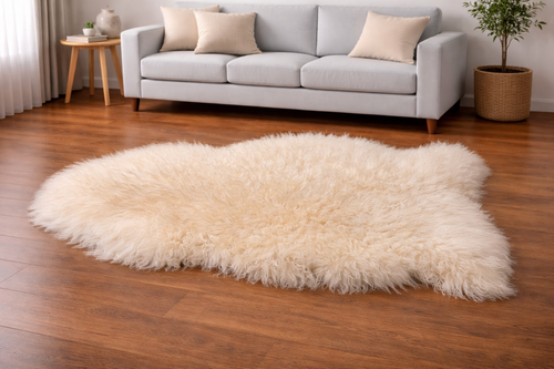 Luxury Natural Ivory Sheep Skin Rug Fur Silky Warm Throw Floor Fluffy ...
