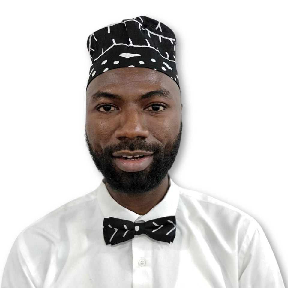 Black & White African Print Kufi Hat, Men Fashion Cap with Elastic Band ...