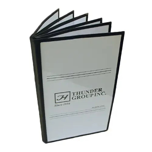 Thunder Group 7-1/2" x 13-1/4" Black 6 Page Book Fold Laminate Menu ...