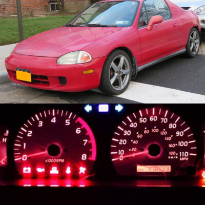 Red Gauge Cluster + Climate Control led kit for Honda Civic del sol ...