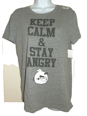 Junior's New size Medium 7-9 Angry Birds T-Shirt Keep Calm and Stay ...