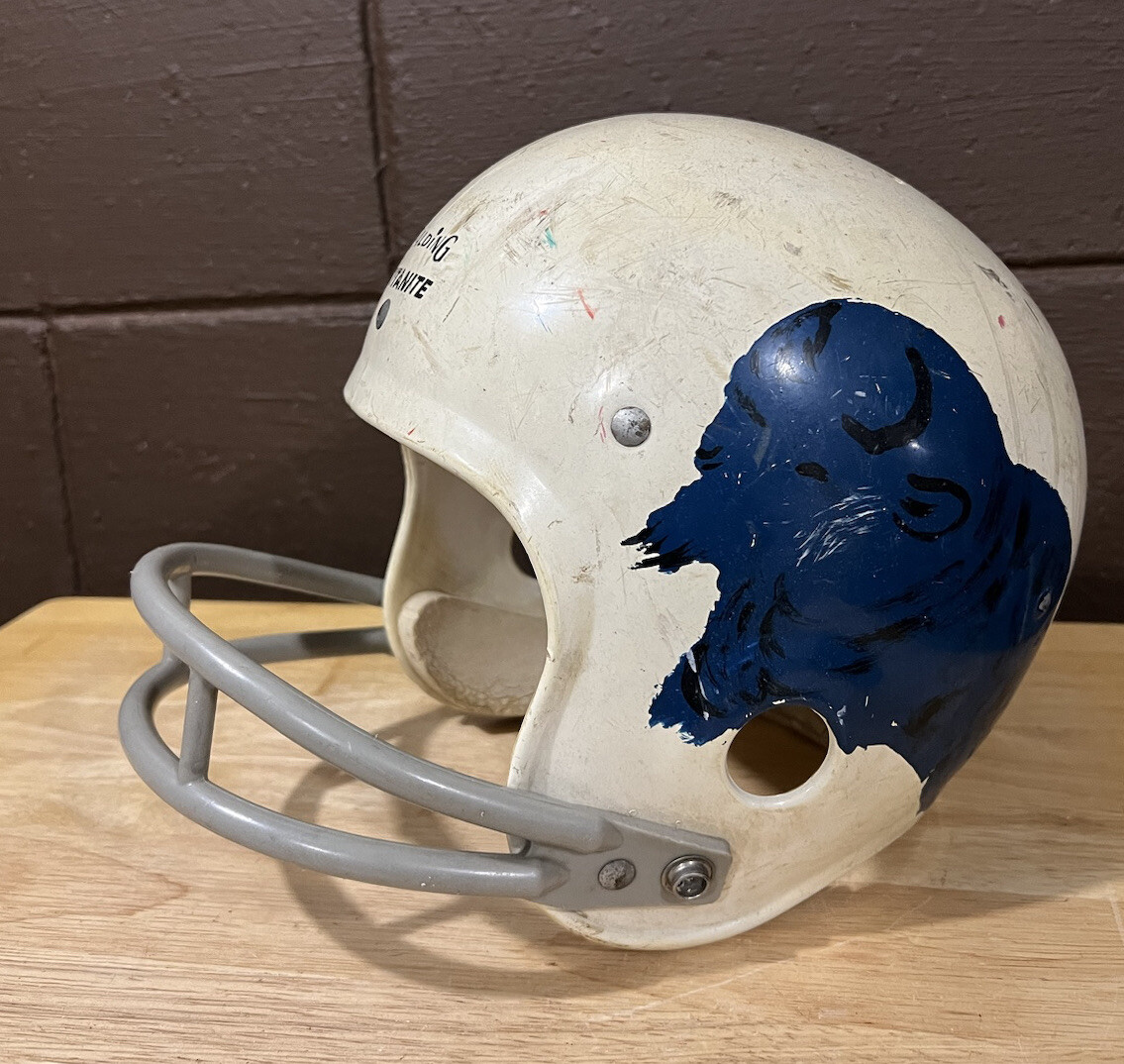 Vintage 50s 60s Spalding Youth Football Helmet Hand Painted Bison ...