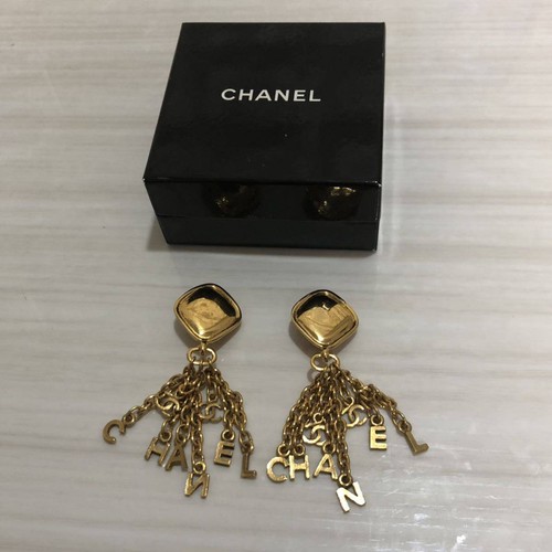 Chanel Vintage Earrings Fringe CHANEL Logo (Tube LM19 F10) | eBay