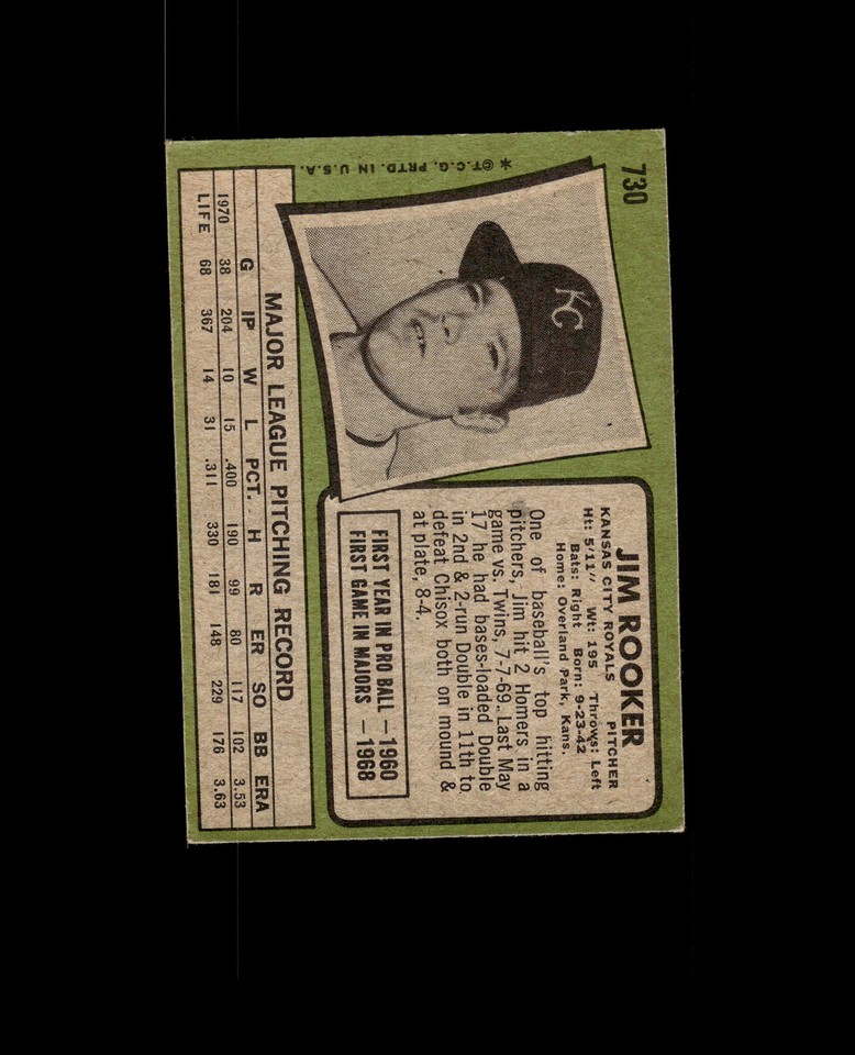1971 Topps 730 Jim Rooker VG #D1,421871 | eBay