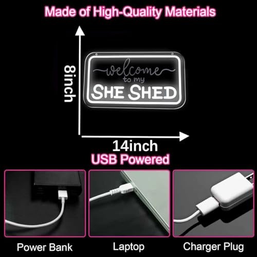 She Shed Neon Sign Welcome LED Wall Light Dimmable Sign for Home Bar ...