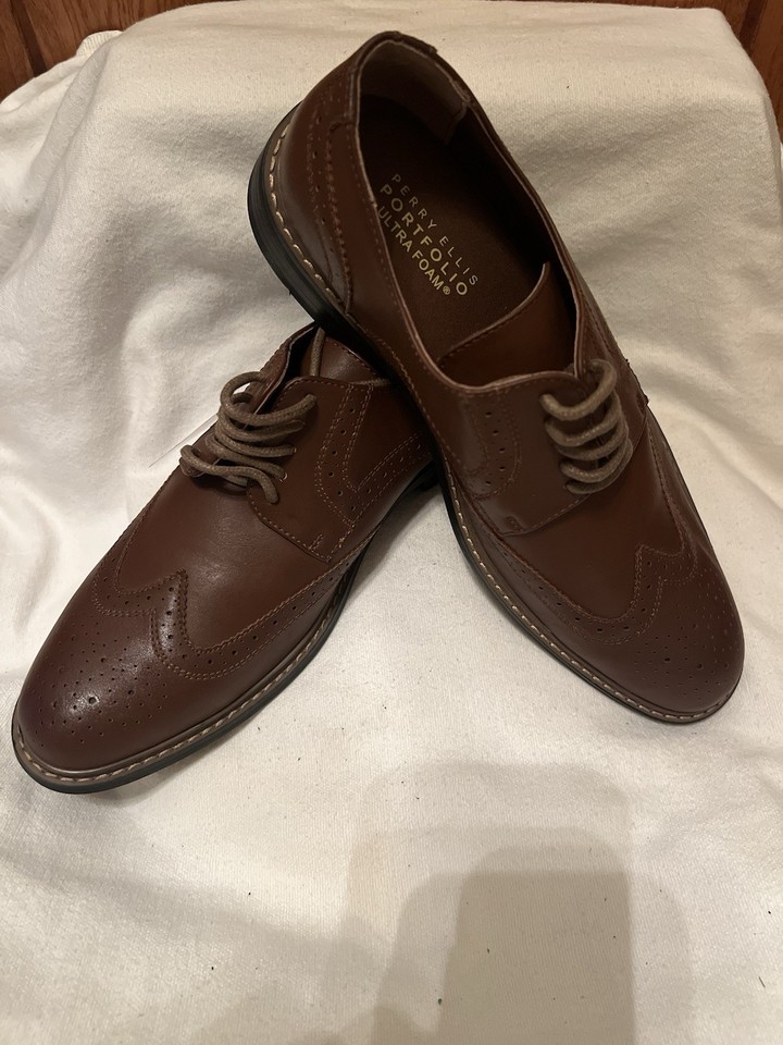 NEW Size 8.5 Men’s Brown Perry Ellis Welton Cushioned Dress Lace Up ...
