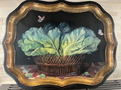 Ian Logan Tray Painting by Mimi Roberts Butterflies Lettuce Basket 1993 Vtg UK | eBay