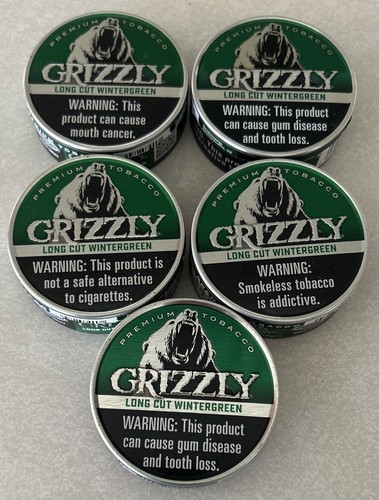 Grizzly Premium Tobacco Roaring Bear Long Cut Wintergreen Empty Can Lot ...