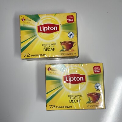 Lipton 100% Natural Decaf Black Tea (72 tea bags) - 4 Pack Fast ...