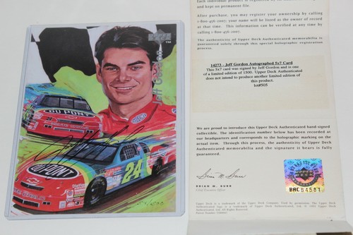Upper Deck Authenticated 5 x 7 Jeff Gordon Autograph Card with ...