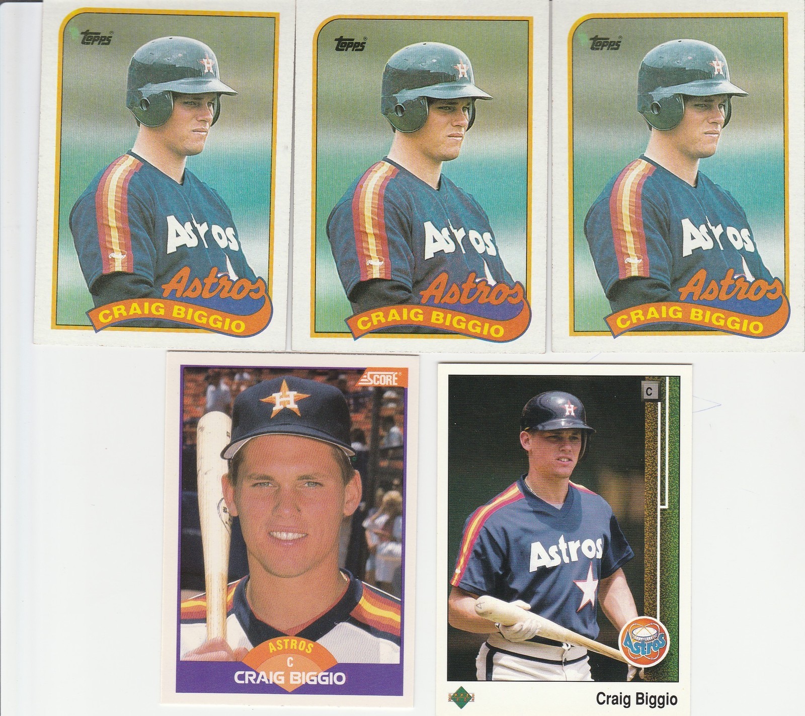 CRAIG BIGGIO ROOKIE 5 CARD LOT WITH UPPER DECK NM CONDITION | eBay