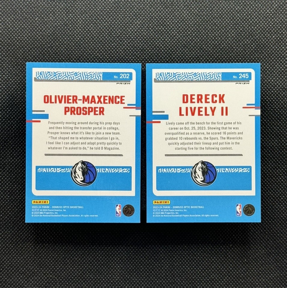 Lot (2) 2023 Optic Choice Prizm Omax Prosper + Dereck Lively RC Pack ...