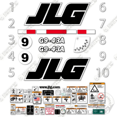 Fits JLG G9-43A Decal Kit Telehandler Replacement Sticker Set - 7 Year ...