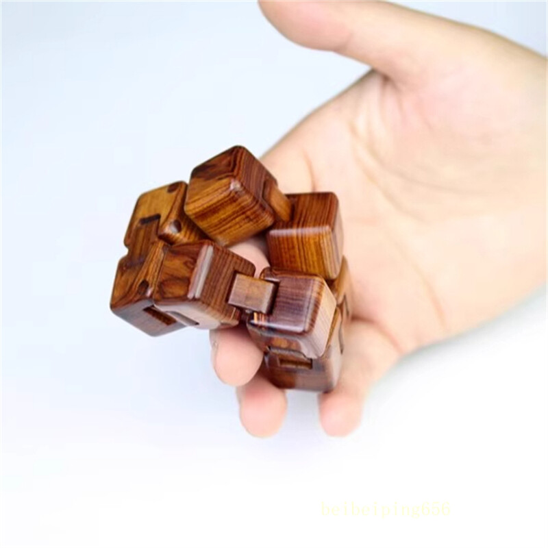 Infinite Flip Magic Cube Desert Ironwood 3D Deform Stress Relief Wooden ...