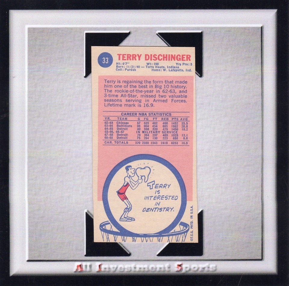 1969 Topps TERRY DISCHINGER #33 NM-MT awesome basketball card for your ...