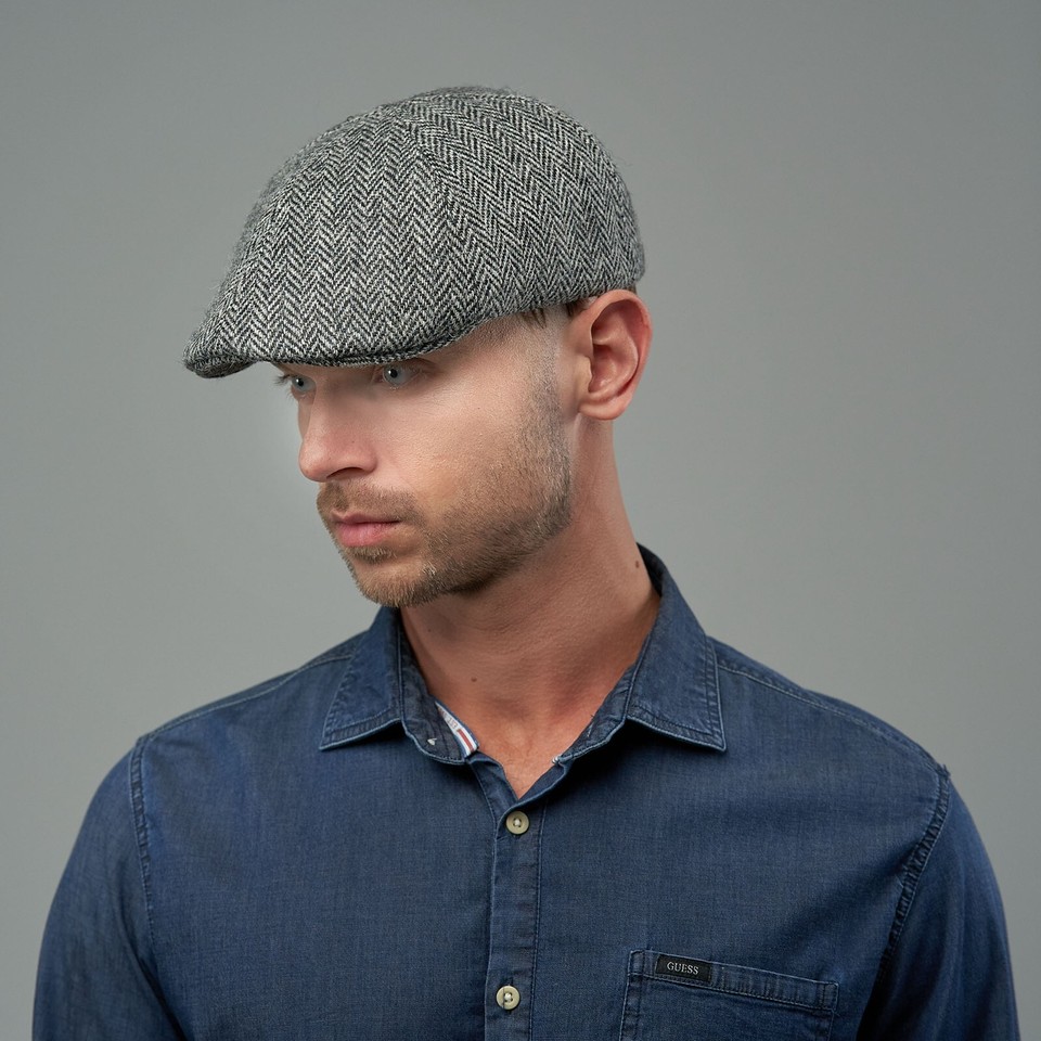 Sterkowski RUSTY Harris Tweed Flat Cap Duckbill Newsboy Cabbie Ivy ...