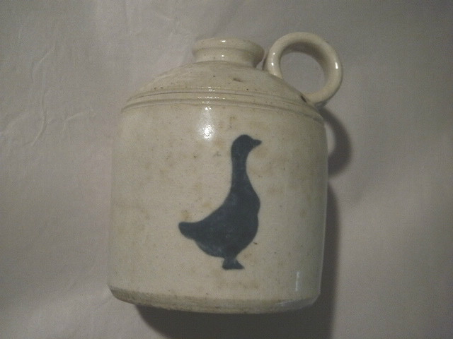 LIVERMORE CALIFORIA ANTIQUE RABOLI 4" WINE JUG BANDED BREATHER HOLE ...