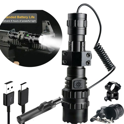 990000LM Tactical LED Gun Light Rifle Flashlight w/ Switch+ Picatinny ...