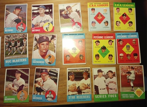 1963 Topps HOF lot: Clemente Koufax Mathews Yaz Robinson Spahn Drysdale ...