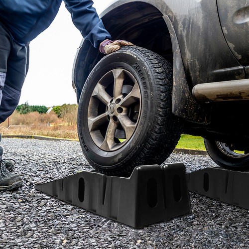 2PCS Heavy Duty 5 Ton Rubber Plastic Car Jack Ramp Lifting Ramps 30cm ...