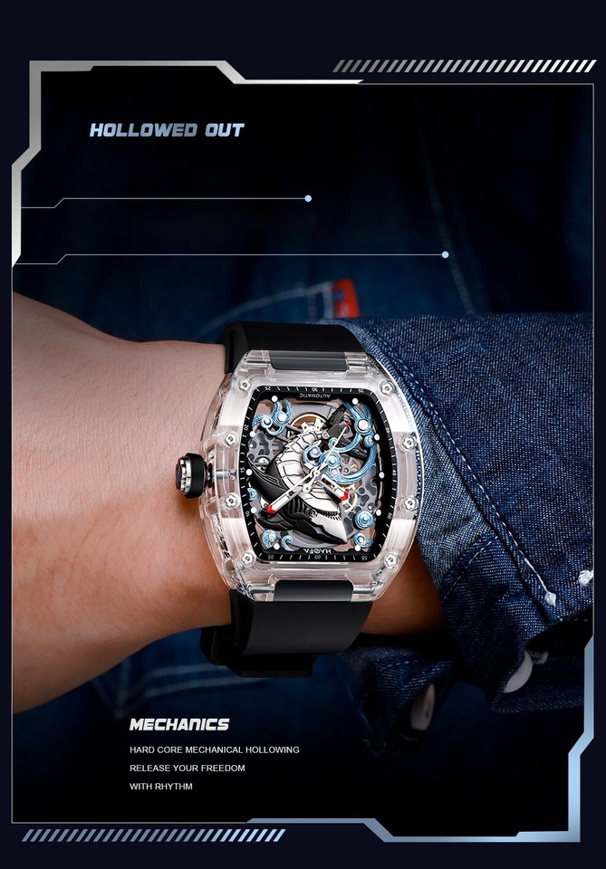 Haofa Mechanical Watches For Men Automatic 3D Shark Creative Ocean ...