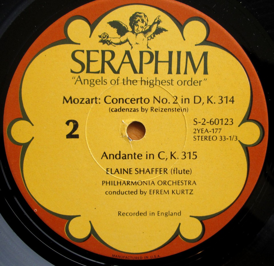 S-60123 Elaine Shaffer Mozart Flute Concertos Kurtz NEAR MINT Seraphim ...