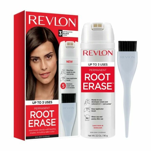 Revlon Root Erase Permanent Hair Color Touchup Hair Dye #3 Black ...