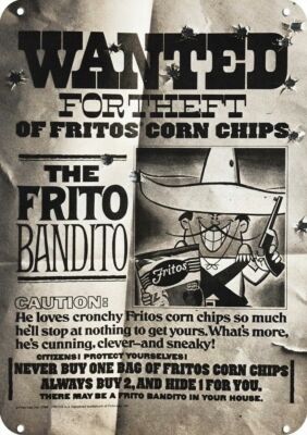1968 THE FRITO BANDITO Wanted & FRITOS CORN CHIPS DECORATIVE REPLICA ...