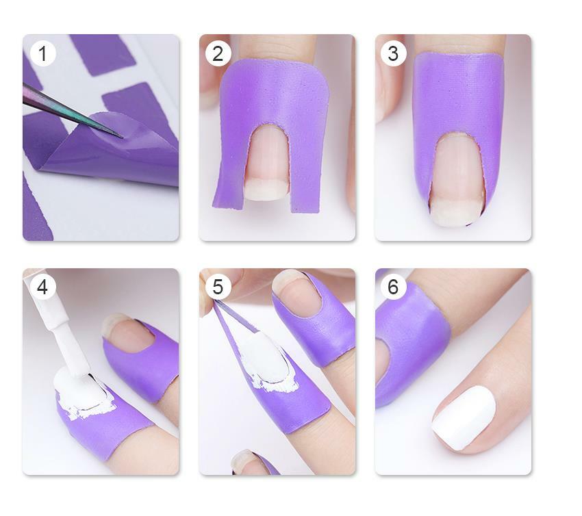 10PCS Nail Spill-proof protector Finger Cover Sticker Nail Polish Peel ...