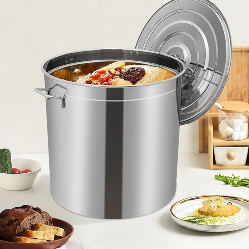 50L/52.8Qt Stock Pot Stainless Steel Stock Pot Kitchen Cooking Pot w ...