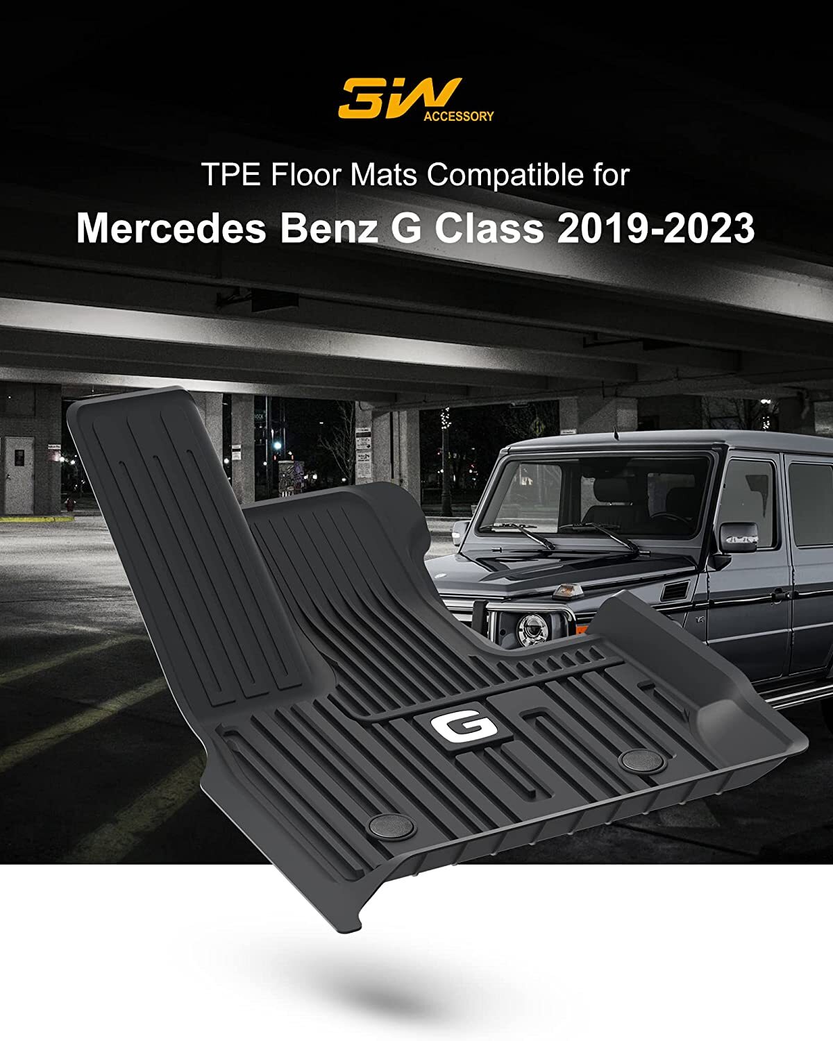 3W Floor Mats & Trunk Liner For 2019-2024 Mercedes-Benz G Class TPE Car ...