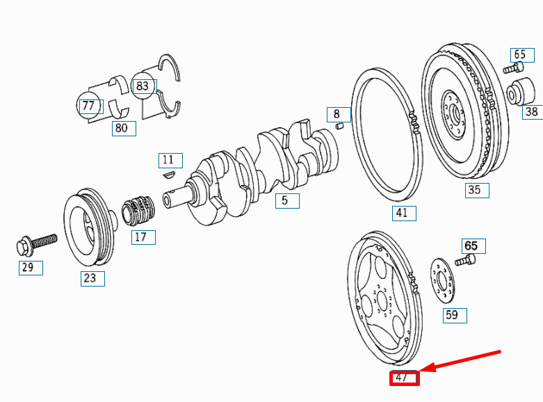 MB SL R129 Kurbelwelle und Schwungrad Tellerrad A6280300012 NEU ...