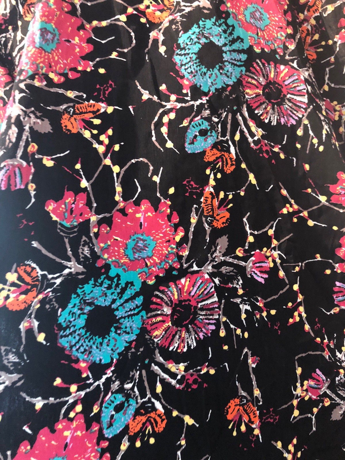 NWT-LULAROE ELEGANT JOY XL~BLACK~MULTI-COLORED FLOWERS Neon Rose Boho ...