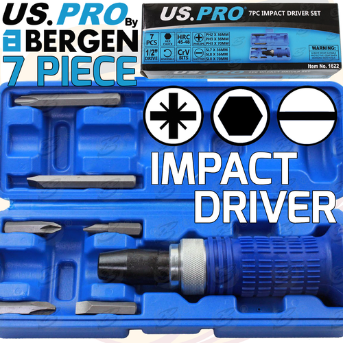 US PRO Impact Driver 7pc Heavy Duty Impact Screwdriver Impact Bits Pozi ...