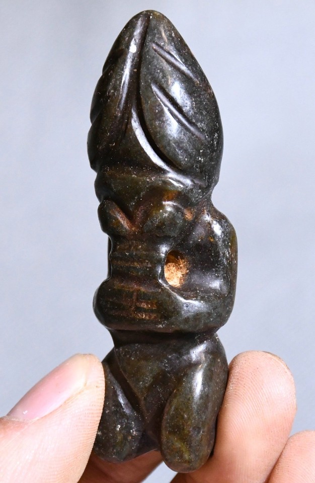 7.5CM China Hongshan Culture Old Jade Sun God Helios Sun-God Amuelt ...