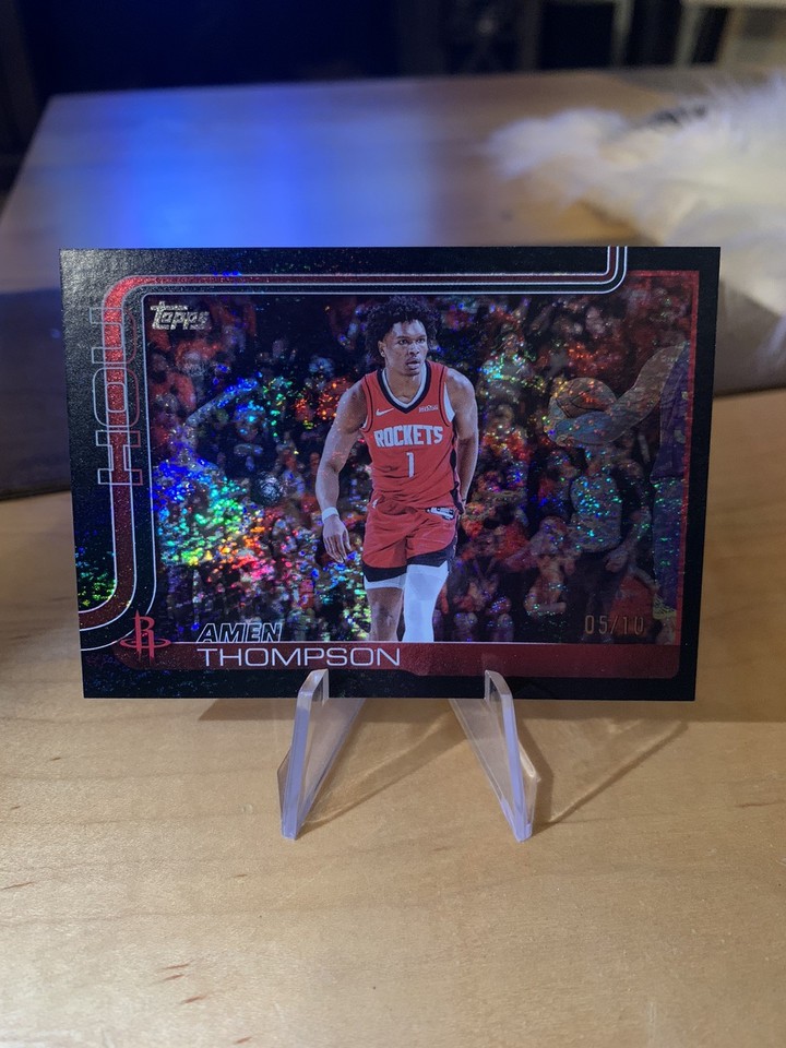 2025-26 Topps Amen Thompson Black Holo Foil /10 Houston Rockets #176 ...